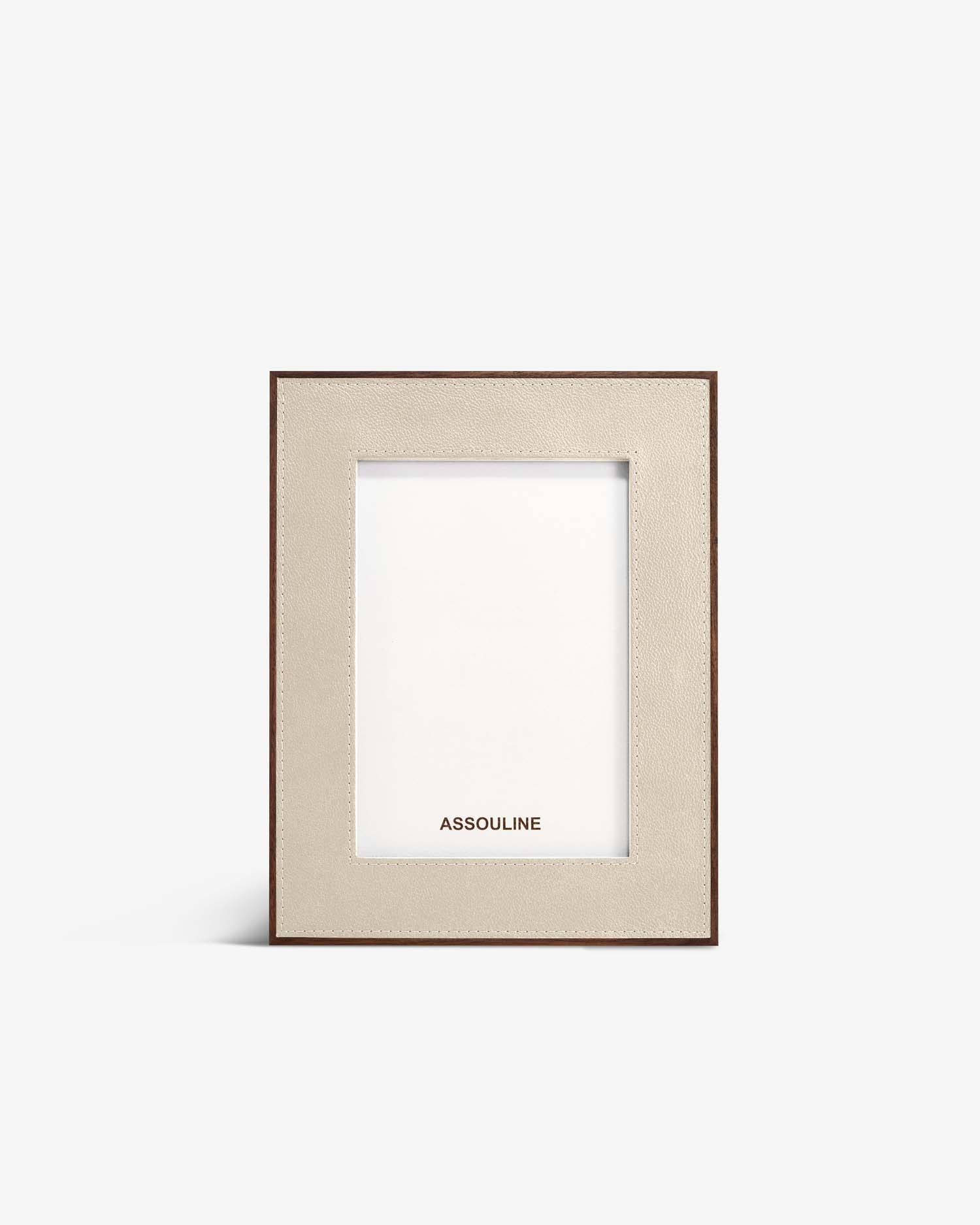 Stone Picture Frame in Leather & Walnut | ASSOULINE FR